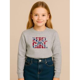 WOOOP Sweatshirt "Rebel girl" in Grau - 62% | Gr&ouml;&szlig;e 116 | Kinder-sweatshirts-jacken
