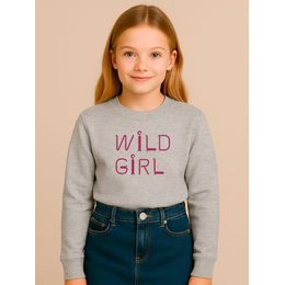 WOOOP Sweatshirt "Wild girl" in Grau - 59% | Gr&ouml;&szlig;e 152 | Kinder-sweatshirts-jacken