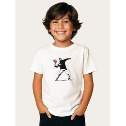 WOOOP Shirt "Banksy Love" in Wei&szlig; - 58% | Gr&ouml;&szlig;e 140 | Kinder-oberteile