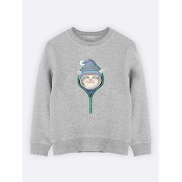 WOOOP Sweatshirt "Cat in the Zip" in Grau - 61% | Gr&ouml;&szlig;e 104 | Kinder-sweatshirts-jacken