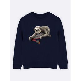 WOOOP Sweatshirt 'Skateboard sloth" in Dunkelblau - 59% | Gr&ouml;&szlig;e 104 | Kinder-sweatshirts-jacken