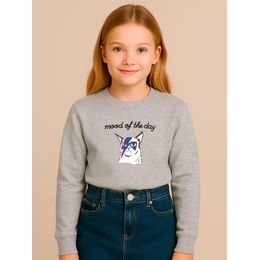 WOOOP Sweatshirt "Mood of the day cat" in Grau - 57% | Gr&ouml;&szlig;e 140 | Kinder-sweatshirts-jacken