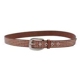 Golden Goose Deluxe Brand Golden Goose G&uuml;rtel - Brown Leather Belt With Silver Stud Embellishments - Gr. 105 - in Rot - f&uuml;r Damen
