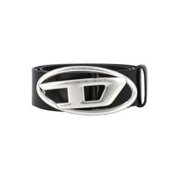 Diesel G&uuml;rtel - Leather Belt With Metal Oval 'D' Logo Buckle - Gr. 95 - in Schwarz - f&uuml;r Damen