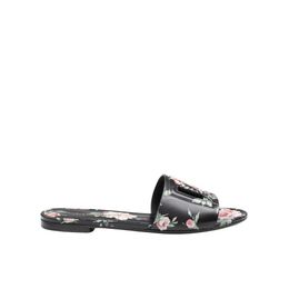 Dolce & Gabbana Dolce&Gabbana Sandalen - Multicolor Leather Flat Slipper - Gr. 39 (EU) - in Grau - f&uuml;r Damen