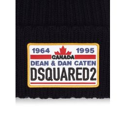 Dsquared2 Caps & M&uuml;tzen - Ribbed Black Knit Hat - Gr. ONE SIZE - in Schwarz - f&uuml;r Damen