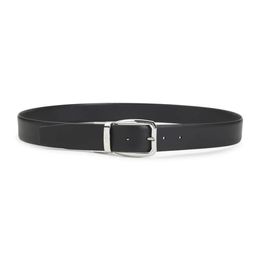 Zegna G&uuml;rtel - Refined Black Leather Belt With Polished Silver Bu - Gr. 105 - in Schwarz - f&uuml;r Damen