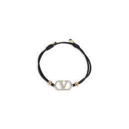 Valentino Garavani Armband - Black Cord Bracelet With Gold-Tone Charm - Gr. ONE SIZE - in Mehrfarbig - f&uuml;r Damen