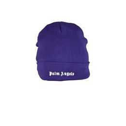 Palm Angels Caps & M&uuml;tzen - Mesh Design Knit Beanie With Logo Detail - Gr. ONE SIZE - in Lila - f&uuml;r Damen