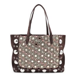 Valentino Garavani Shopper & Totes - Embellished Brown Leather Tote - Gr. unisize - in Grau - f&uuml;r Damen