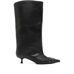 Diesel Stiefel - Pointed Toe Black Leather Boots - Gr. 36 (EU) - in Schwarz - f&uuml;r Damen