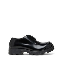 Diesel Lace-Up Black Flat Shoes - Gr. 40 (EU) - in Schwarz