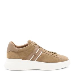 Hogan Low-Top Sneaker - Brown Leather H580 Sneakers - Gr. 9_5 - in Beige - f&uuml;r Damen
