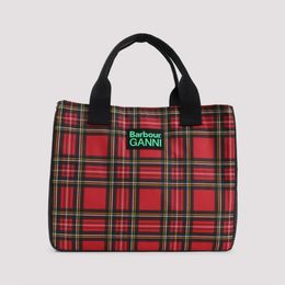 Ganni Shopper & Totes - Tartan Pattern Waxed Cotton Tote Bag - Gr. unisize - in Rot - f&uuml;r Damen