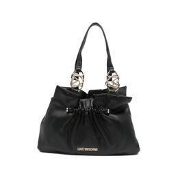 Love Moschino Hobo Bags - Textured Shoulder Bag With Gold-Tone Hardware And - Gr. unisize - in Schwarz - f&uuml;r Damen