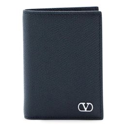 Valentino Garavani Portemonnaies - Textured Black Wallet With Silver-Tone Logo Emblem - Gr. unisize - in Schwarz - f&uuml;r Damen
