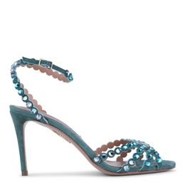 Aquazzura Sandalen - Turquoise Leather Tequila Sandals 85 - Gr. 37 (EU) - in Grau - f&uuml;r Damen