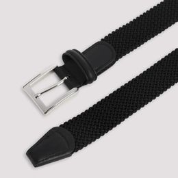Kiton G&uuml;rtel - Woven Elastic Strap Belt With Leather Accents - Gr. 90 - in Schwarz - f&uuml;r Damen