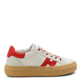 Hogan Low-Top Sneaker - Leather Sneakers With Red Accents - Gr. 39 (EU) - in Beige - f&uuml;r Damen