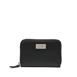MM6 Maison Margiela Portemonnaies - Rectangular Black Wallet With Zip-Around Closure - Gr. unisize - in Schwarz - f&uuml;r Damen