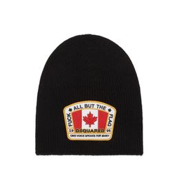 Dsquared2 Caps & M&uuml;tzen - Knit Beanie With Rectangular Logo Patch - Gr. ONE SIZE - in Schwarz - f&uuml;r Damen