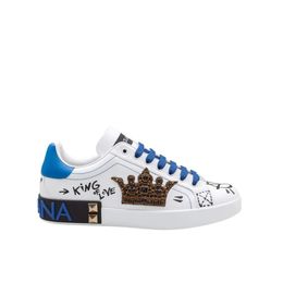 Dolce & Gabbana Dolce&Gabbana Low-Top Sneaker - Portofino Leather Sneaker With Contrasting Graffit - Gr. 41,5 (EU) - in Wei&szlig; - f&uuml;r Damen