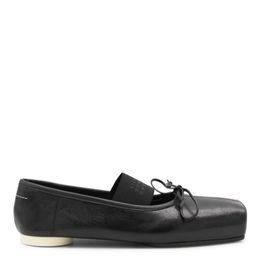 MM6 Black Leather Flats - Gr. 36 (EU) - in Schwarz