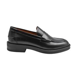 Copenhagen Low-Top Black Leather Loafers With Lacing - Gr. 39 (EU) - in Schwarz