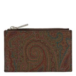 Etro Portemonnaies - Slim Paisley Pattern Wallet With Zippered Compartm - Gr. unisize - in Grau - f&uuml;r Damen