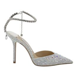 Jimmy Choo Hohe Schuhe - Rhinestone-Embellished High-Heeled Pumps With Ankl - Gr. 35 (EU) - in Grau - f&uuml;r Damen