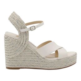 Jimmy Choo Sandalen - White Wedge Sandals With Braided Rope Detail - Gr. 37 (EU) - in Grau - f&uuml;r Damen