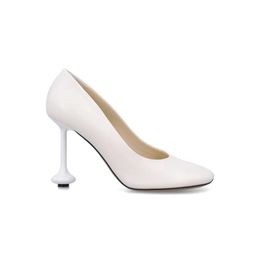 Loewe Hohe Schuhe - Petal-Toe Pumps With Lacquered Toy Heel - Gr. 36 (EU) - in Wei&szlig; - f&uuml;r Damen