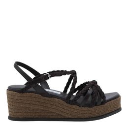 Jimmy Choo Sandalen - Wedge Platform Flat Shoes With Braided Straps - Gr. 38,5 (EU) - in Schwarz - f&uuml;r Damen