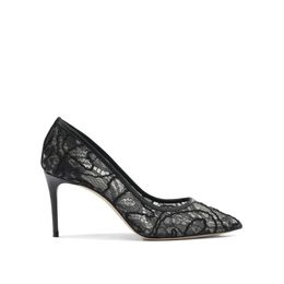 Casadei Hohe Schuhe - Pointed Toe Lace Overlay Pumps - Gr. 37,5 (EU) - in Grau - f&uuml;r Damen