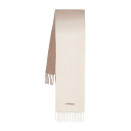 Jacquemus T&uuml;cher & Schals - Embroidered Logo Scarf With Fringed Edges - Gr. unisize - in Beige - f&uuml;r Damen