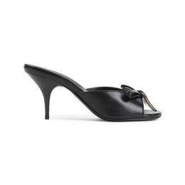 Miu Miu Hohe Schuhe - Open-Toe Black Lamb Leather Slippers With Bow Deta - Gr. 39,5 (EU) - in Schwarz - f&uuml;r Damen