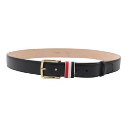Thom Browne G&uuml;rtel - Textured Black Leather Belt With Gold-Tone Buckle - Gr. 100 - in Schwarz - f&uuml;r Damen