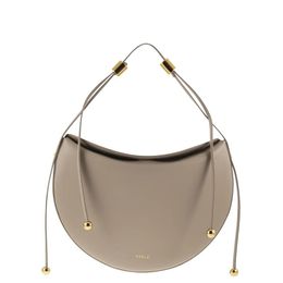Furla Hobo Bags - Saddle-Shape Moonstone Shoulder Bag With Gold Acce - Gr. unisize - in Gr&uuml;n - f&uuml;r Damen
