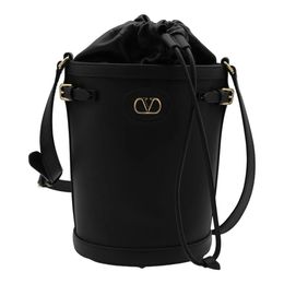 Valentino Garavani Beuteltaschen - Cylindrical Bucket Bag In Smooth Black Leather - Gr. unisize - in Schwarz - f&uuml;r Damen