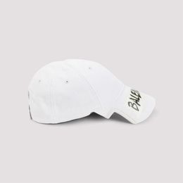 Balenciaga Caps & M&uuml;tzen - Curved Brim Cotton Baseball Cap With Brushstroke L - Gr. L - in Wei&szlig; - f&uuml;r Damen