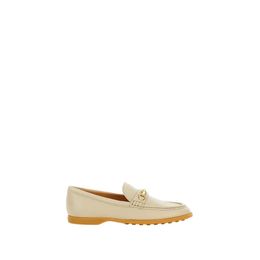 Tod's Beige Leather Loafers With Gold-Tone Hardware - Gr. 37,5 (EU) - in Beige