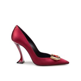 Lanvin Hohe Schuhe - Satin Buckle Pumps With Sculpted Heel - Gr. 37 (EU) - in Rot - f&uuml;r Damen