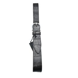 ORCIANI G&uuml;rtel - Crocodile Finish Belt With Polished Metal Buckle - Gr. 90 - in Grau - f&uuml;r Damen