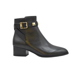 Michael Kors Stiefel - Smooth Leather Ankle Boots With Gold-Tone Accents - Gr. 6 - in Schwarz - f&uuml;r Damen