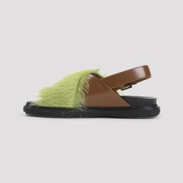 Marni Sandalen - Chic Sandals With Green Fur Overlay - Gr. 39 (EU) - in Braun - f&uuml;r Damen