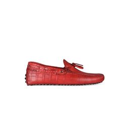 Tod's Tod's Loafer - Red Leather Crocodile Effect Loafers With Laces - Gr. 40,5 (EU) - in Rot - f&uuml;r Damen