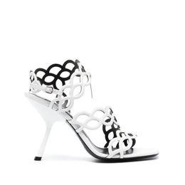 Sergio Rossi Sandalen - Spiral Design White Calf Leather Sandals - Gr. 36 (EU) - in Wei&szlig; - f&uuml;r Damen