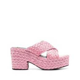 Sergio Rossi Sandalen - Light Pink Woven Raffia Sandals - Gr. 36 (EU) - in Rosa - f&uuml;r Damen