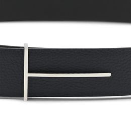 Tom Ford G&uuml;rtel - Textured Black Strap Belt With Silver-Tone Buckle - Gr. 90 - in Schwarz - f&uuml;r Damen