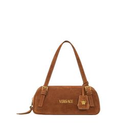Versace Hobo Bags - Brown Suede Logo Bag - Gr. unisize - in Braun - f&uuml;r Damen
